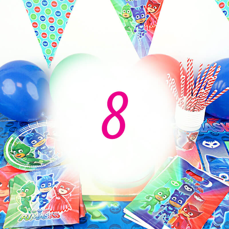 PJ Masks partyset för 8 personer - utan tårta 🍰 dintarta.se